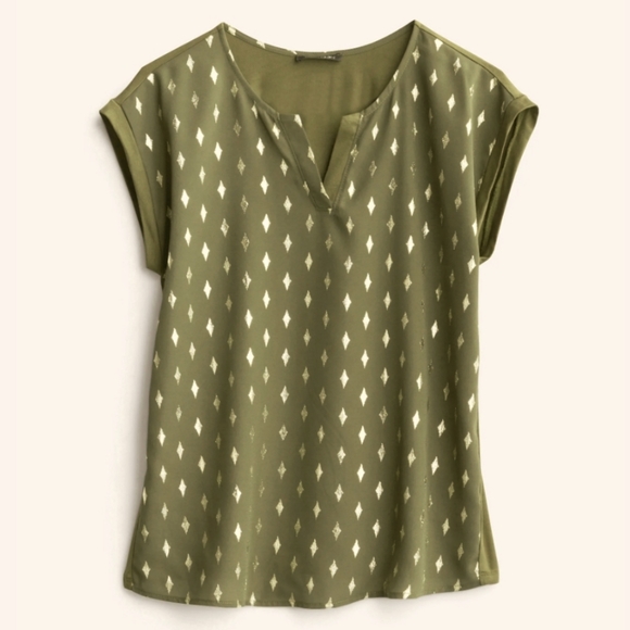 Papermoon | Tops | Mixed Media Foil Print Top 3x By Papermoon | Poshmark